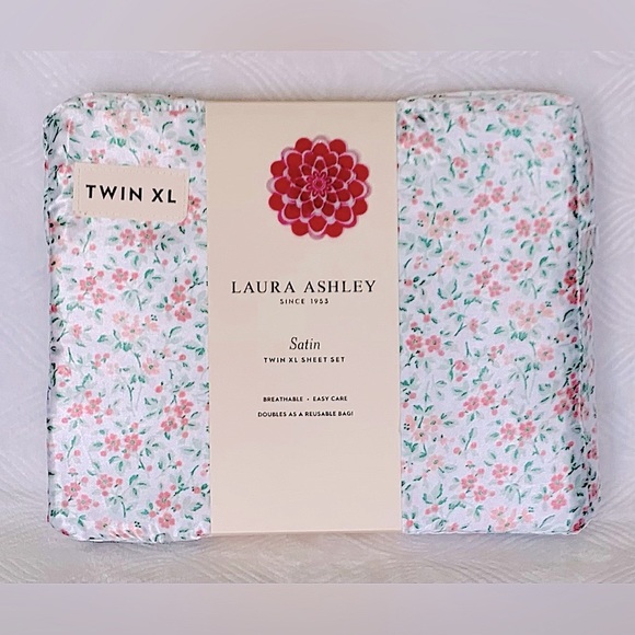 Laura Ashley | Bedding | Laura Ashley Tierney Pink Floral Satin Sheet ...